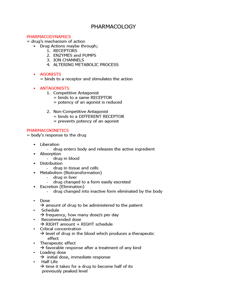 CA1 PHARMACOLOGY HANDOUT | PDF | Pharmacology | Coagulation
