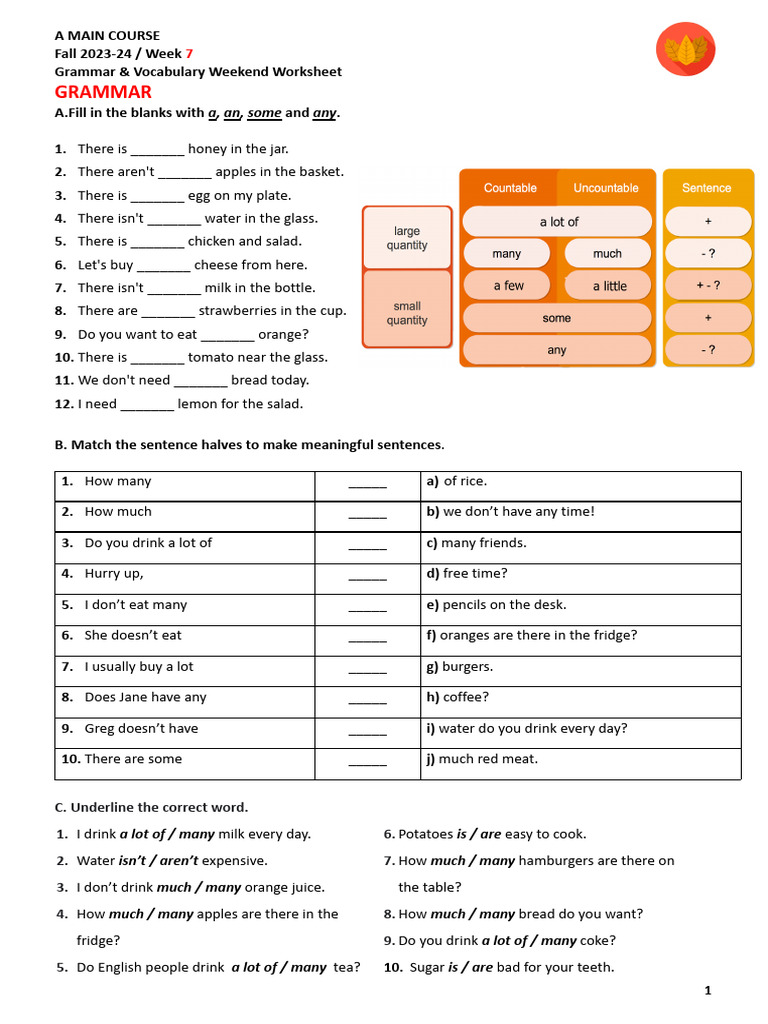 Grammar & Vocabulary Weekend Worksheet 7 | PDF | Pancake | Food And ...