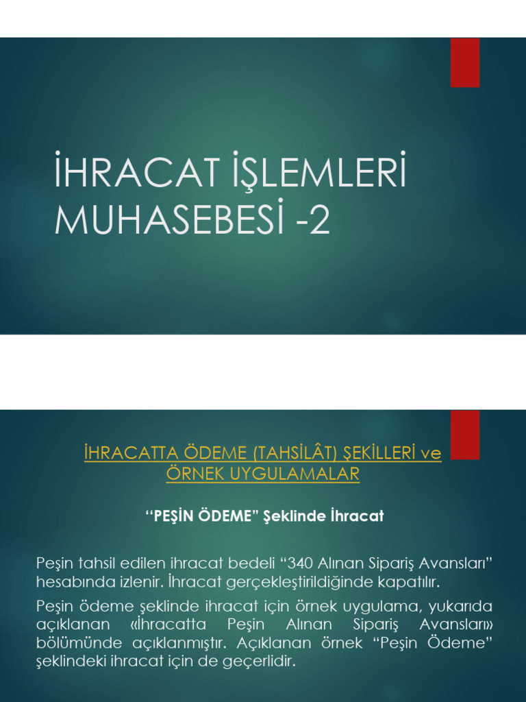 Ihracat Isleri Muhasebesi 2-1 | PDF