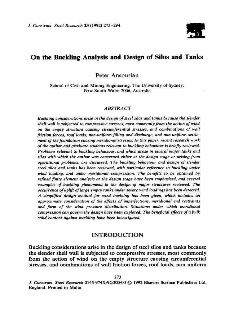Buckling Design of Steel Silos and Tanks | PDF