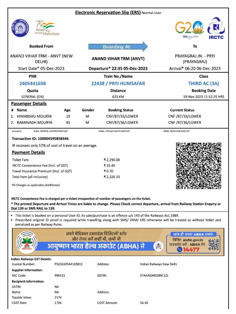 Anvt to Prayagraj | PDF