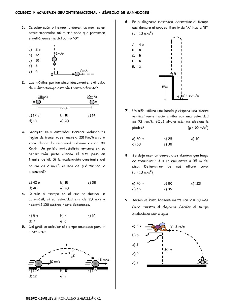 Ejercicios de MRU y Cinemática | PDF