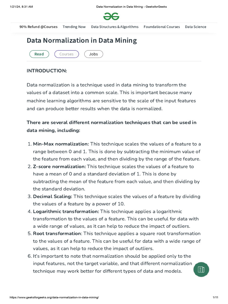 Data Normalization | PDF | Standard Score | Outlier
