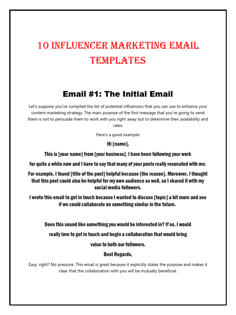 10 Influencer Marketing Email Templates | PDF | Social Media Marketing ...