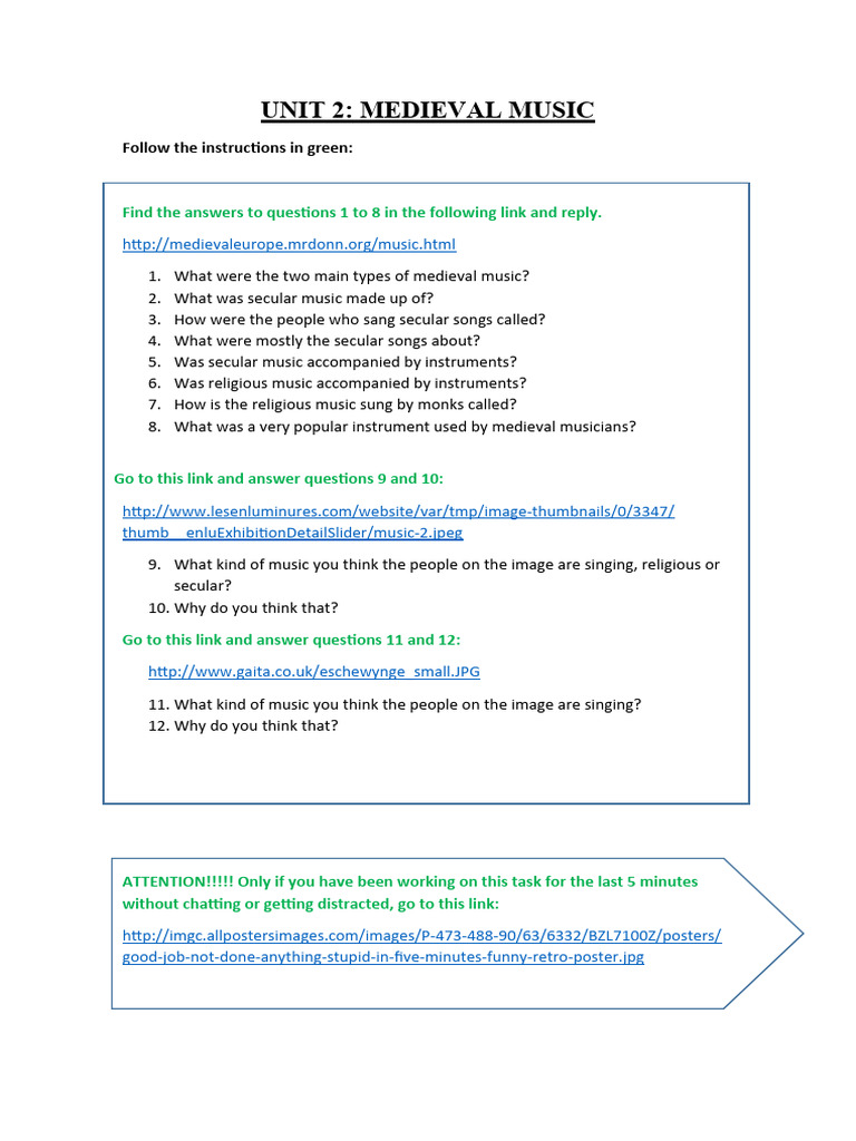 Medieval Music Webquest Guide | PDF