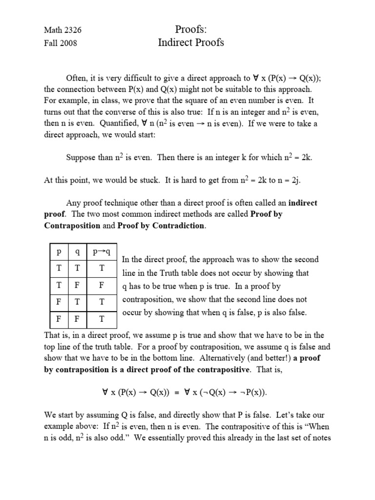 Indirect Proofs | PDF