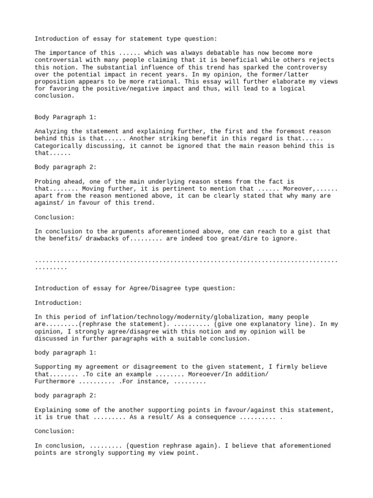 Ielts Writing Task 2 Template. | PDF