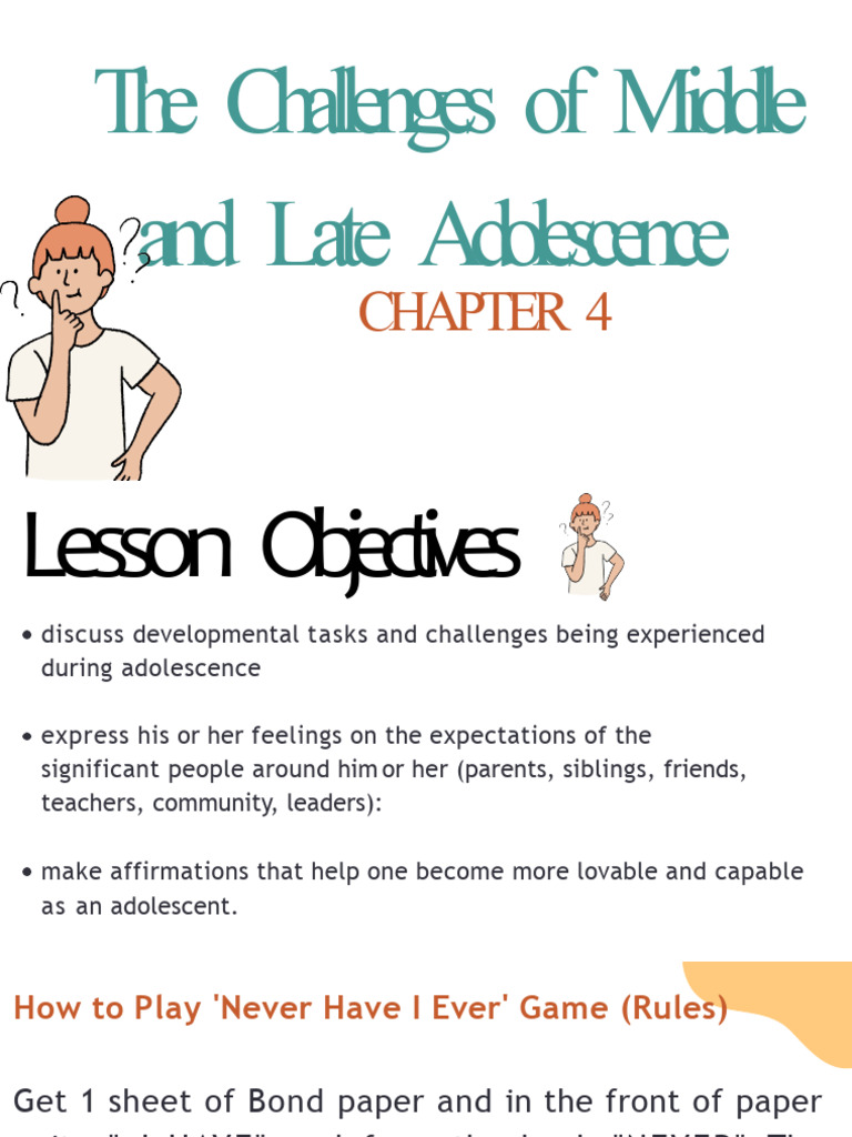Lesson 4 The Challenges Of Middle And Late Adolescence Pdf