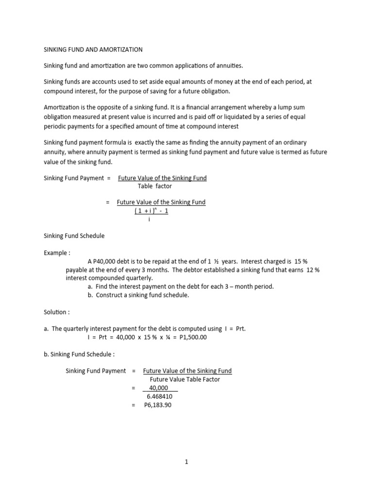 Sinking Fund vs Amortization Explained | PDF | Present Value | Debt