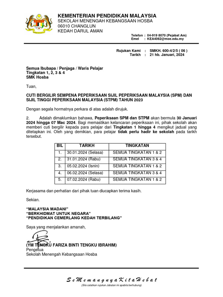 Cuti Bergilir Sempena Spm & Stpm Tahun 2023_240122_154500 | PDF Cuti Bergilir Sempena Spm & Stpm Tahun 2023_240122_154500 | PDF