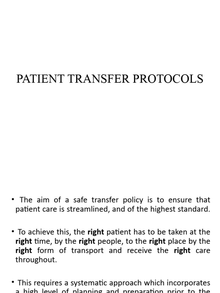 Patient Transfer Management and Protocoles | PDF