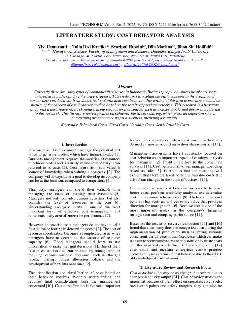 03 Literature Study Cost Behavior Analysis-3 | PDF