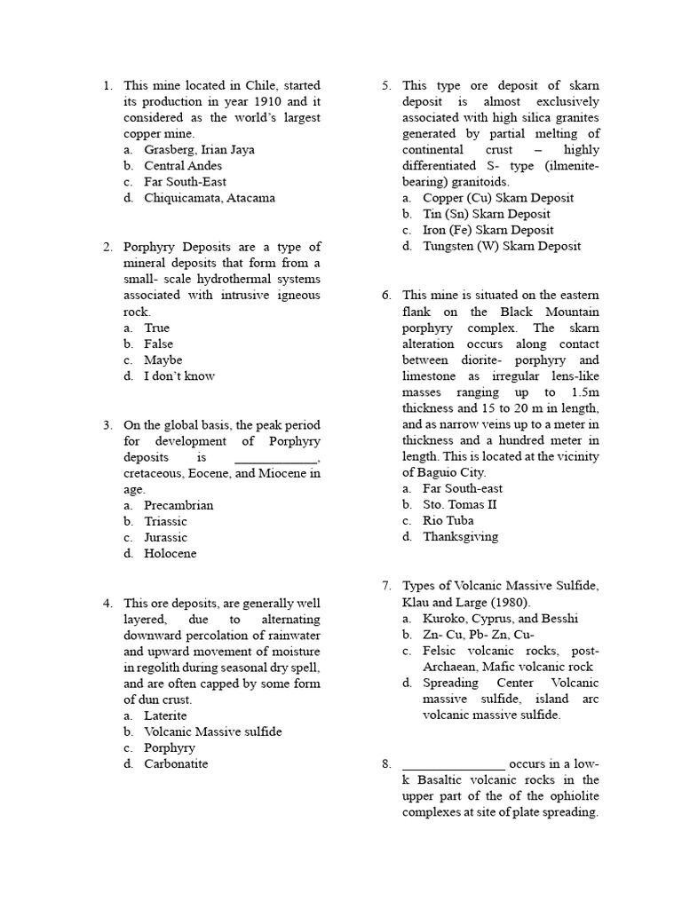 25 Questions in Resource Geo | PDF
