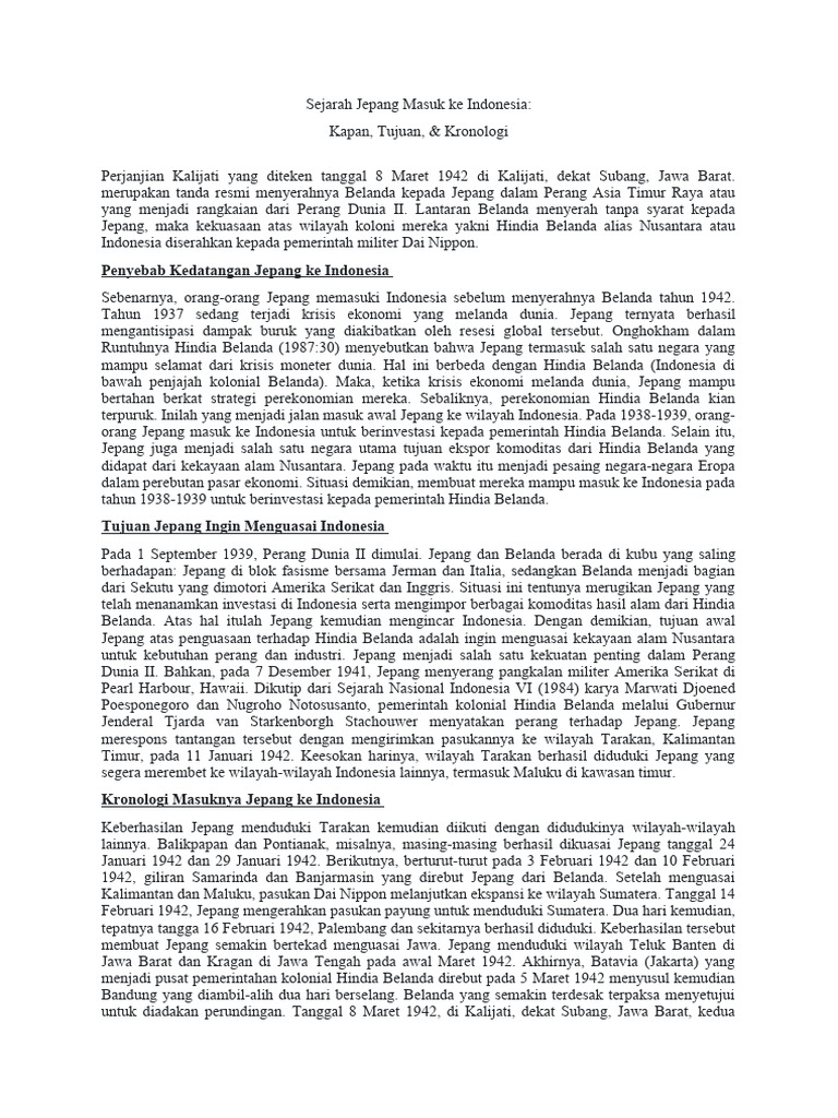 Sejarah Jepang Masuk Ke Indonesia | PDF