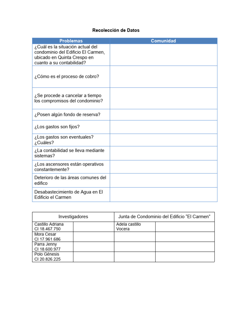 Entrevista de Recoleccion de Datos | PDF