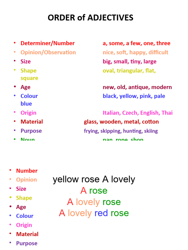 Order of Adjectives | PDF | Adjective