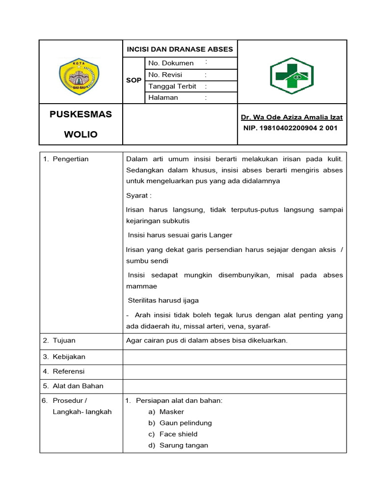 Sop-Insisi Dan Drainase Abses | PDF