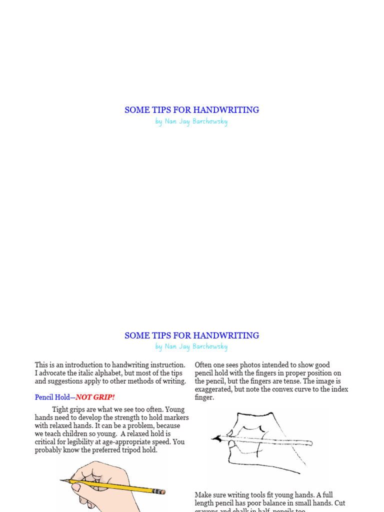 Tips for Fluent Handwriting Skills | PDF | Language Arts & Discipline ...