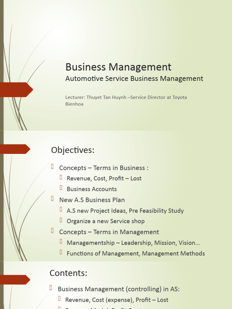 Automotive Service Management Guide | PDF | Balance Sheet | Business