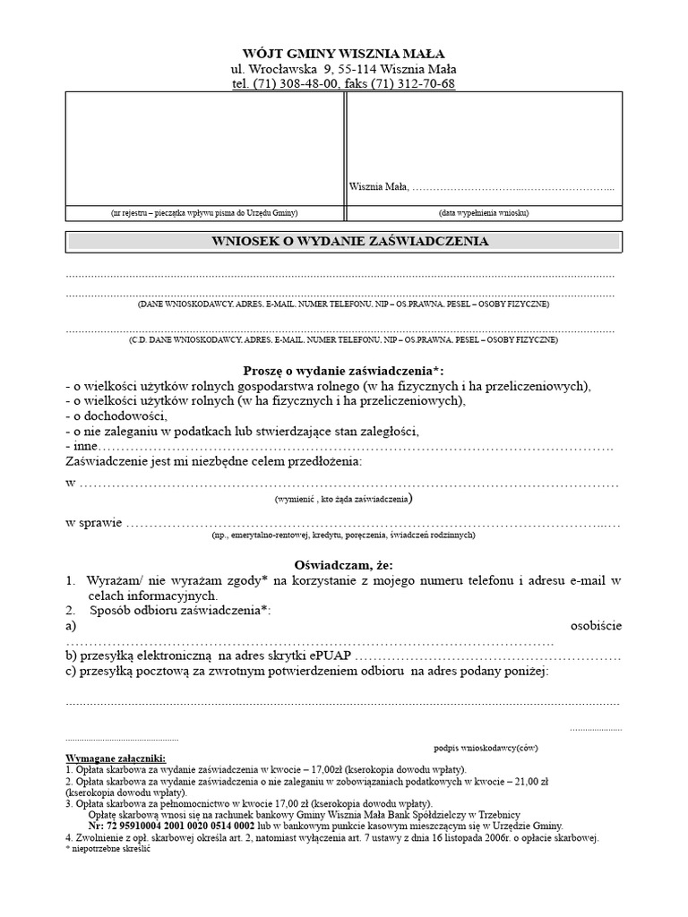 Wniosek o Zaswiadczenie FP-1 | PDF