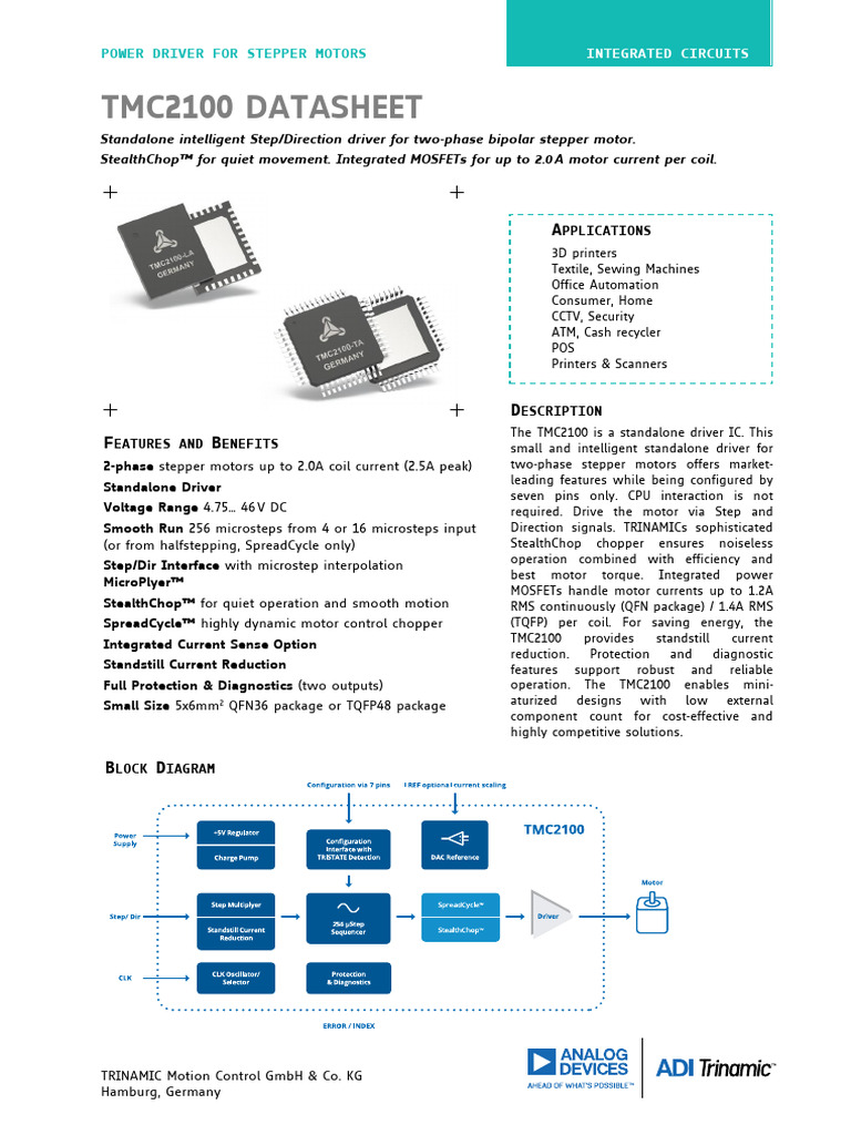 TMC2100 Datasheet Rev1.13 | PDF | Electric Motor | Capacitor