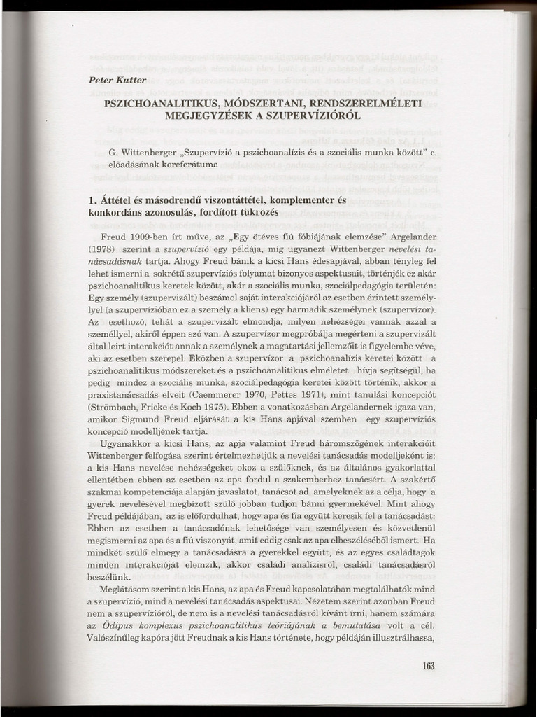 Kutter - Pszichoanalitikus, Módszertani, Rendszerelméleti Megjegyzések A Szupervízióról | PDF
