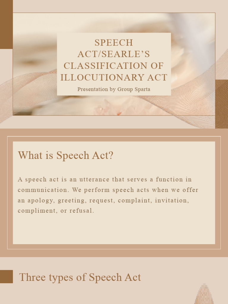 Speech Actsearles Classification of Illocutionary Act | PDF ...