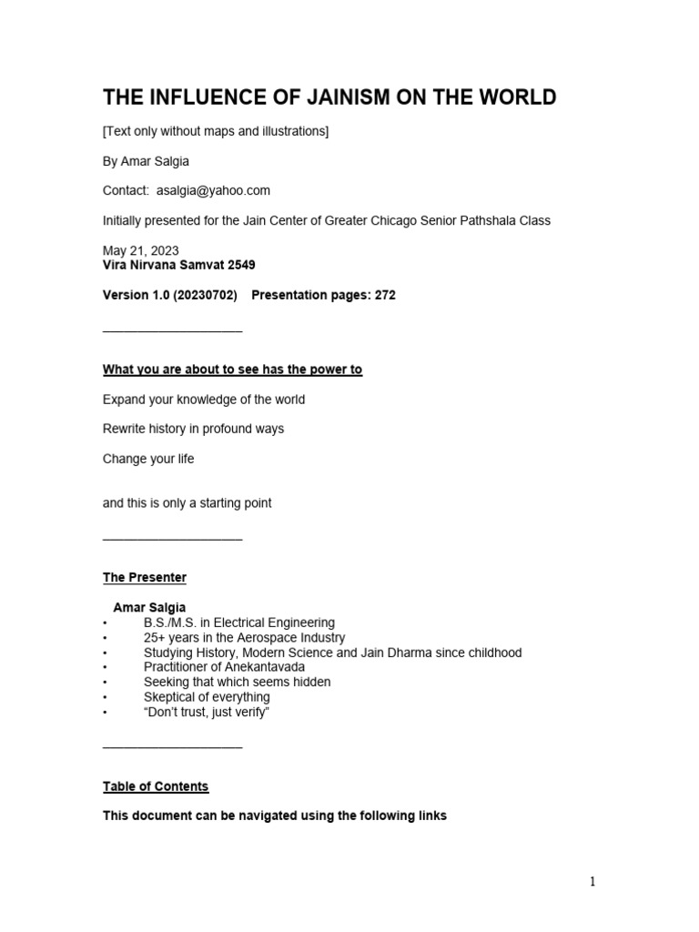 The Influence of Jainism On The World (Text Only) - by Amar Salgia (Ver ...