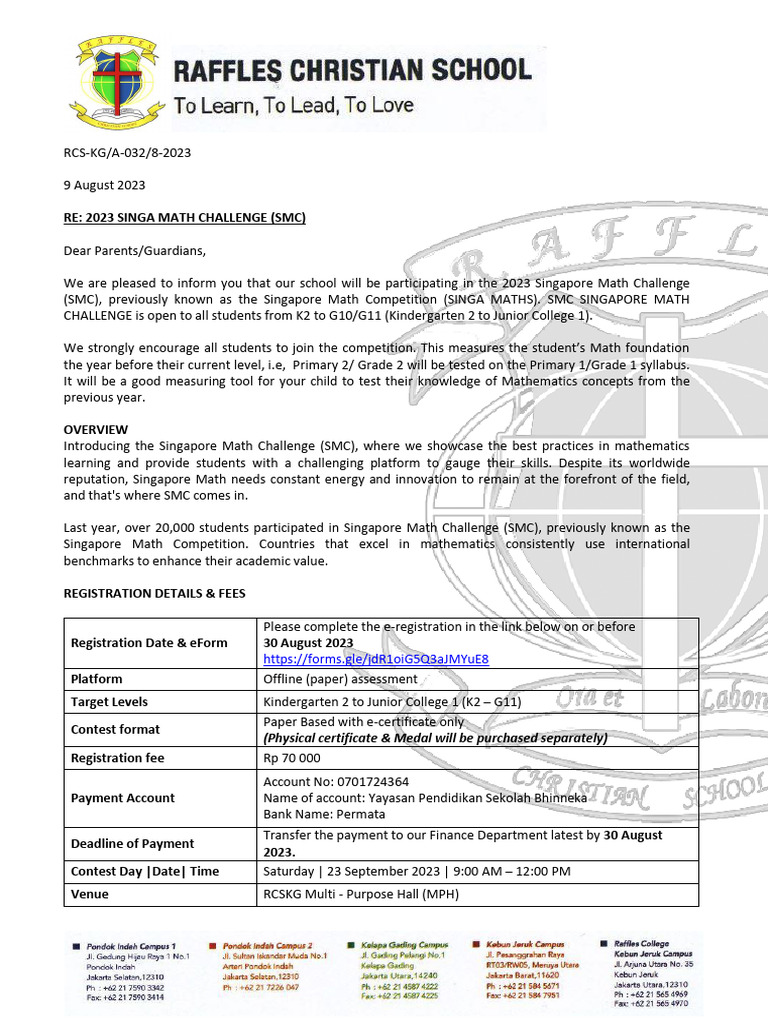 A-032 - 2023 Singa Math Challenge (SMC) | PDF