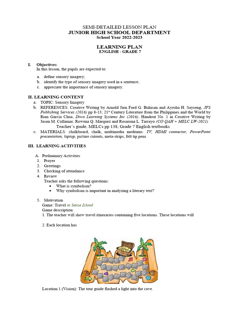 Lesson Plan | Download Free PDF | Senses | Mental Image