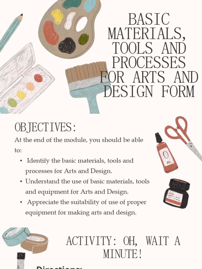 Basic Materials, Tools and Processes For Arts and Design Form | PDF ...