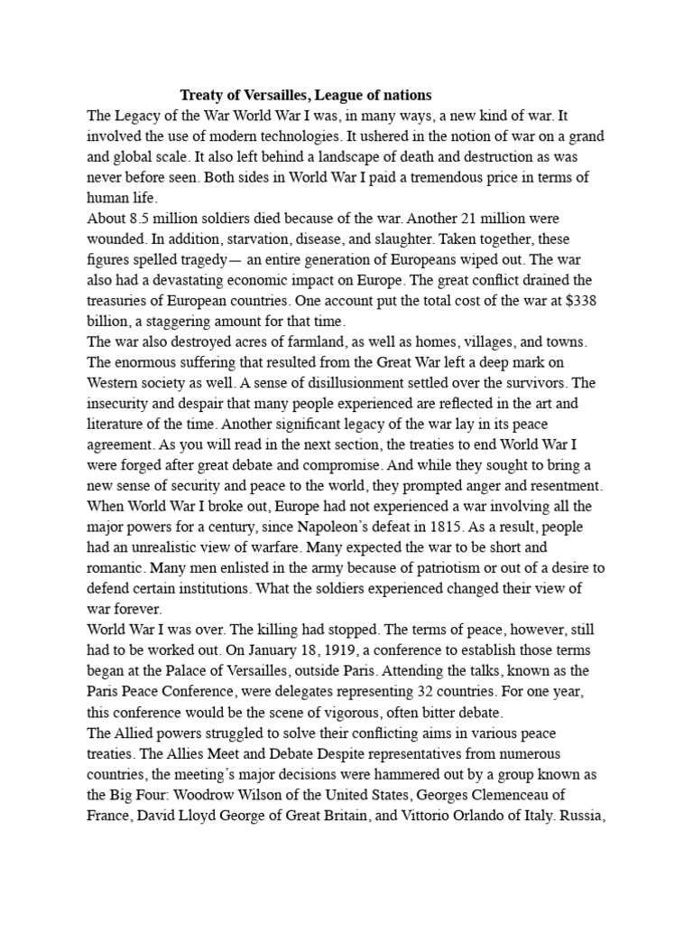 League of Nations | PDF | Treaty Of Versailles | International Relations