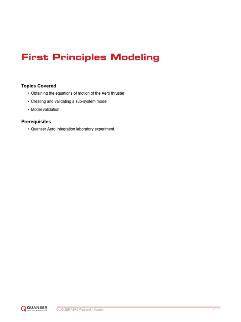 Aero First Principles Modeling Workbook (Student) | PDF | Electric ...
