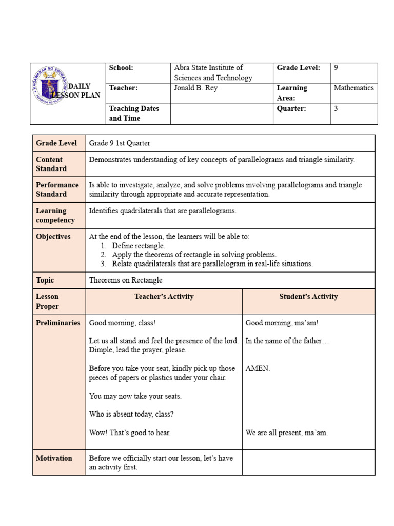 DLP-Day 3 Rectangle | PDF | Rectangle | Elementary Geometry