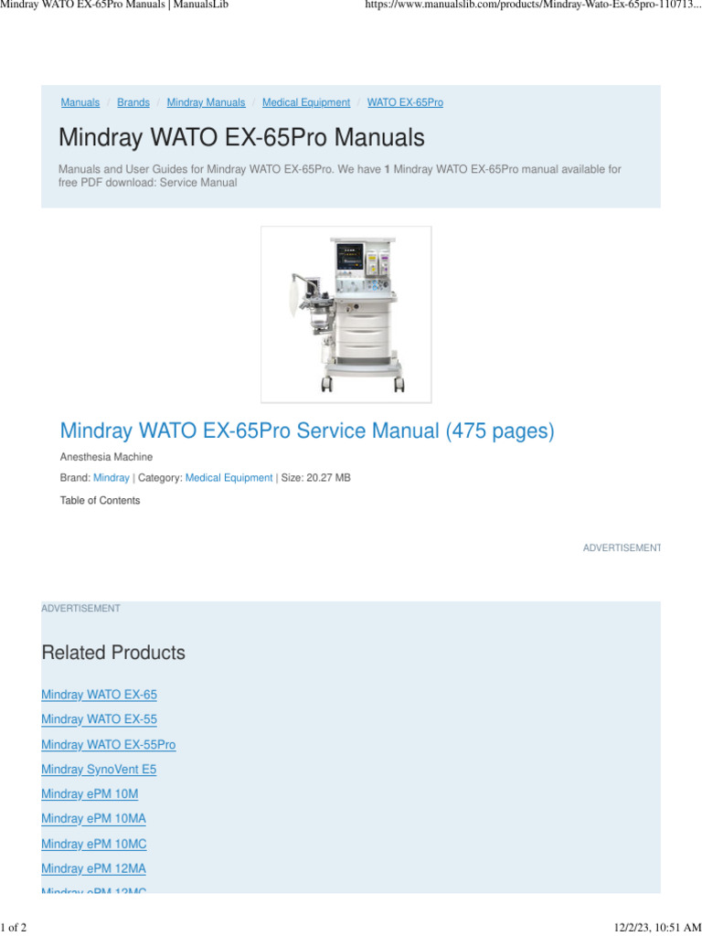 Mindray WATO EX-65Pro | PDF