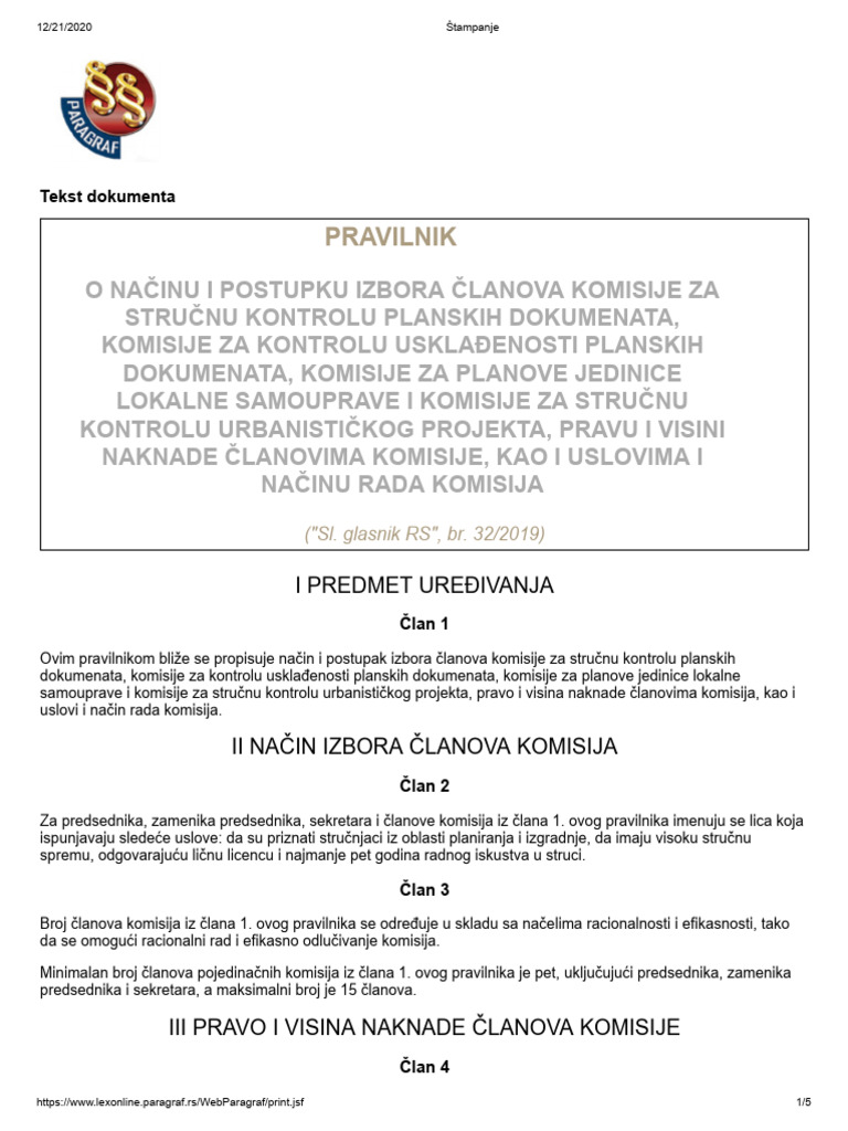 Pravilnik o Uslovima I Nacinu Rada Komisije Za Strucnu Kontrolu Planskih - 0 | PDF