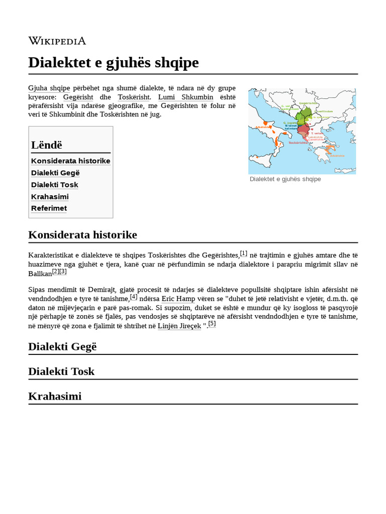 Dialektet e Gjuhës Shqipe | PDF