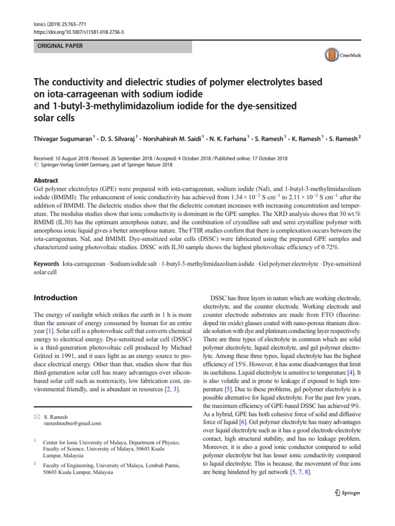 Sugumaran 2018 | PDF | Dielectric | Electrical Resistivity And Conductivity