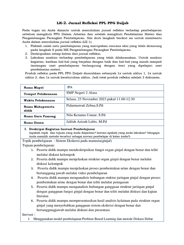 LK 2 Refleksi Siklus 2 Perbaikan | PDF