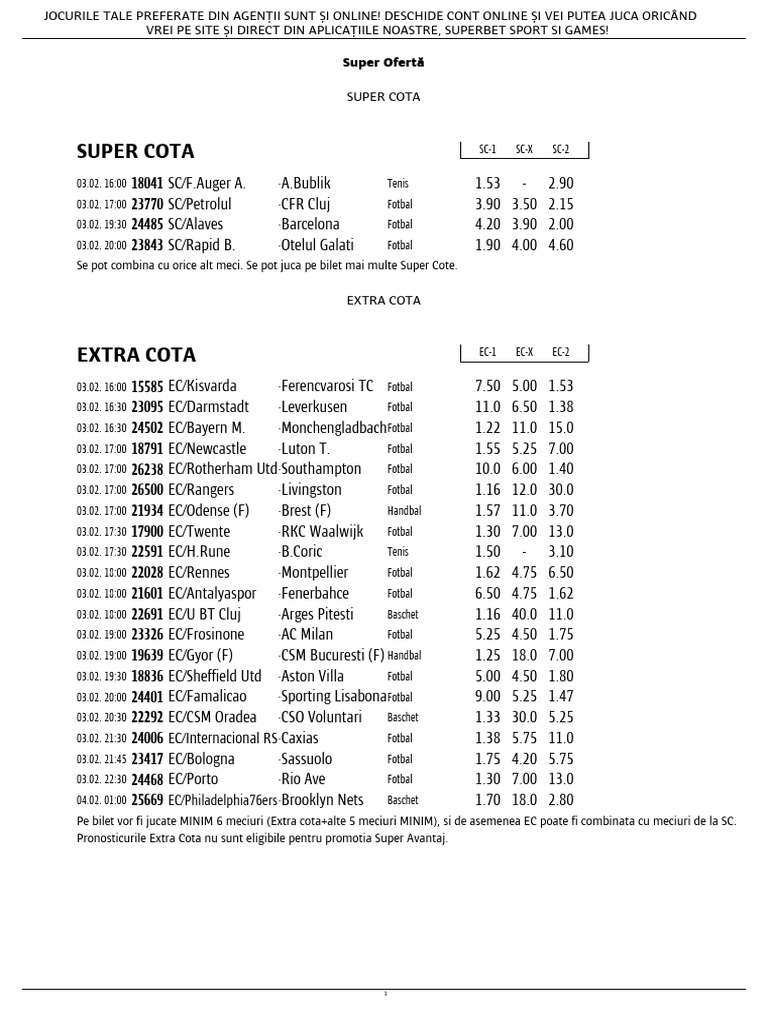 Superbet - Oferta Săptămânală | PDF