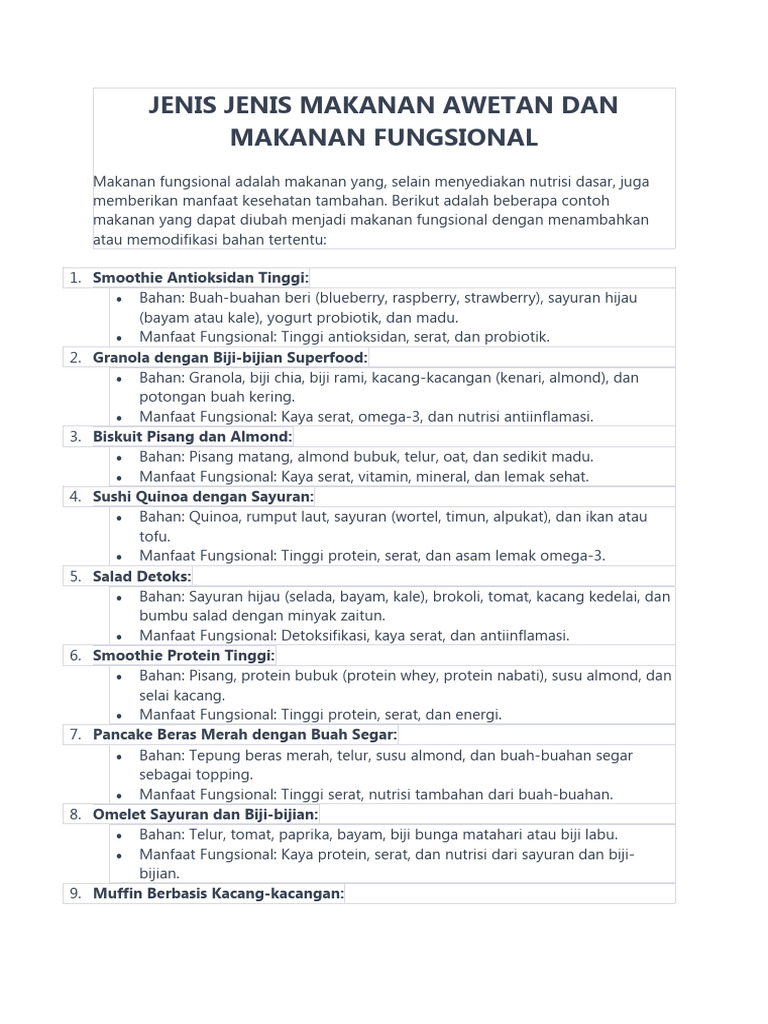 Makanan Fungsional dan Awetan Sehat | PDF | Memasak, Makanan, & Anggur ...