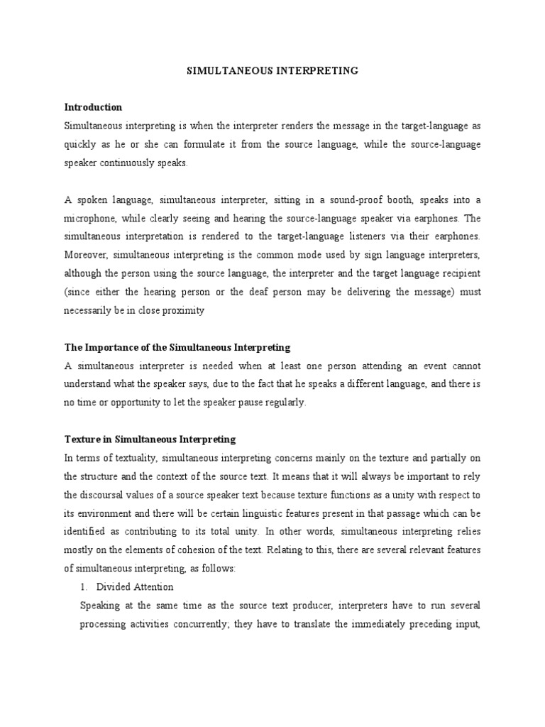 Simultaneous Interpreting-Completeversion | PDF | Language Interpretation | Memory