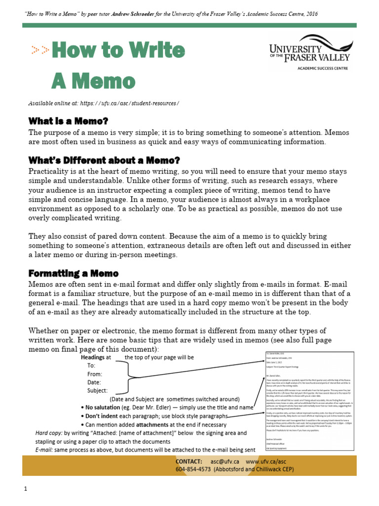 How To Write A Memo Schroeder Rev 2019 | PDF