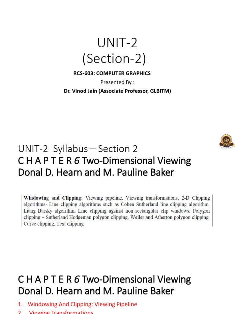 2D Viewing and Clipping | PDF | 2 D Computer Graphics | Mathematics