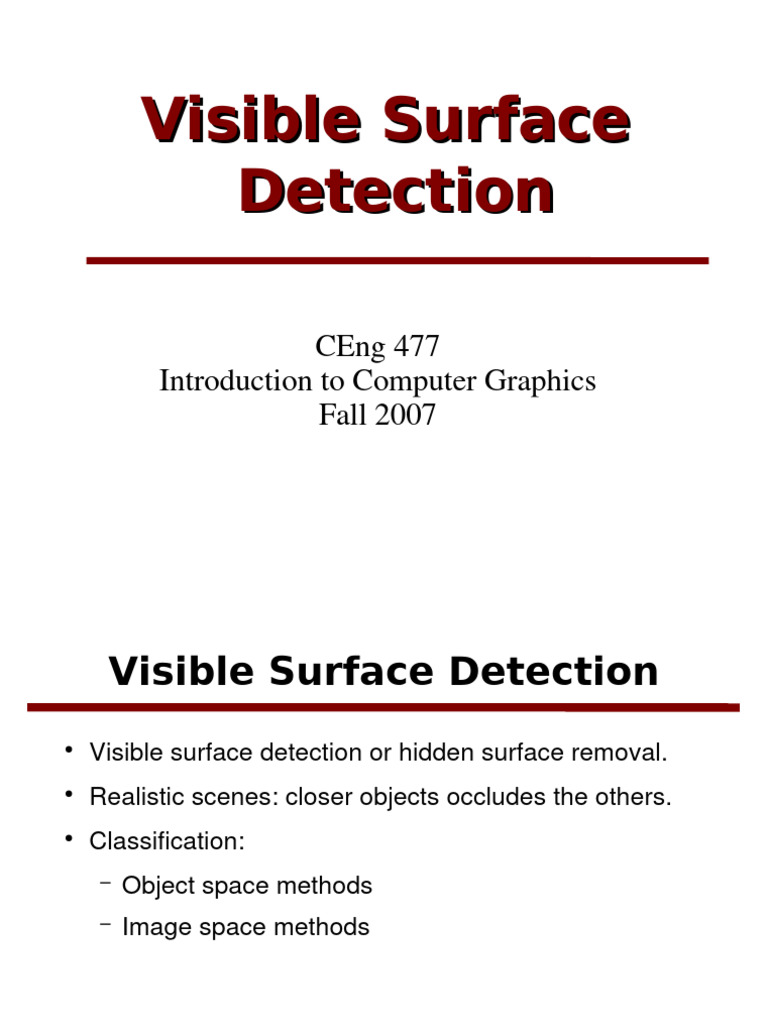 Visible Surface Detection Pdf Signal Processing Applied Mathematics