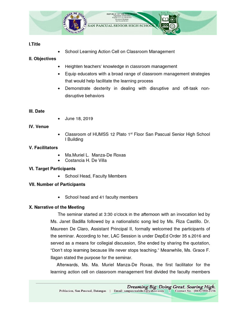 2.-LAC 1 Narrative Attendance | PDF