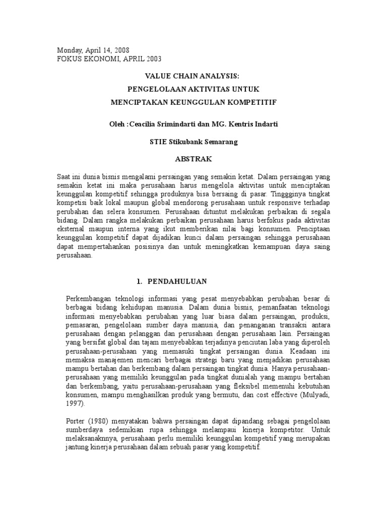 Analisis Value Chain | PDF