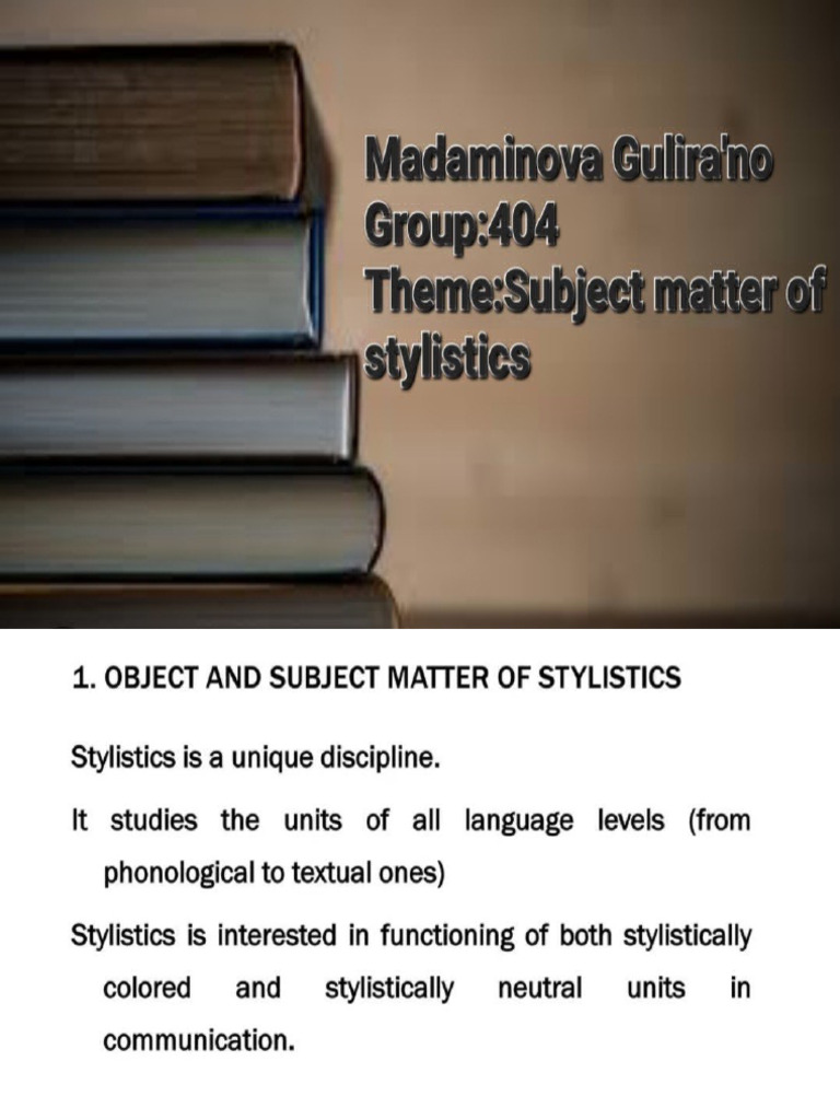 Subject Matter of Stylistics | PDF