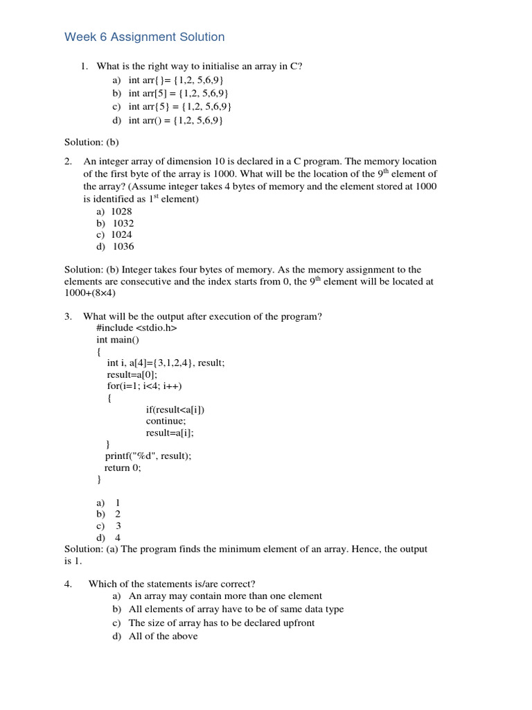 Initializing Arrays in C: Solutions | PDF