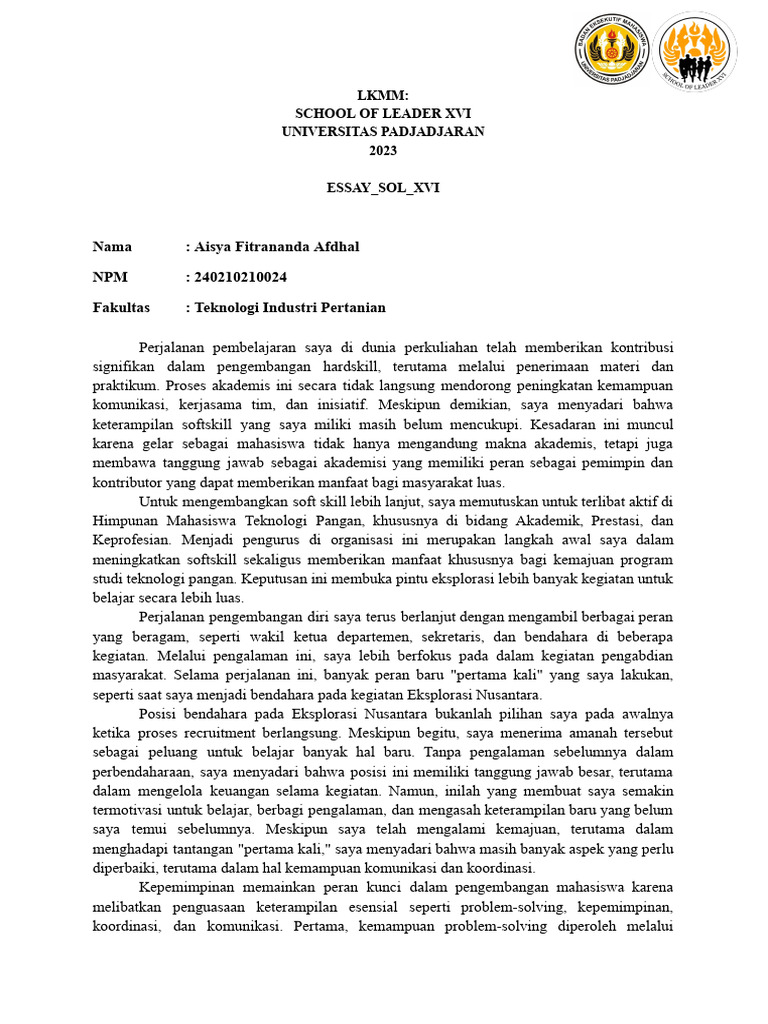 Salinan Dari ESSAY - SOL - XVI | PDF